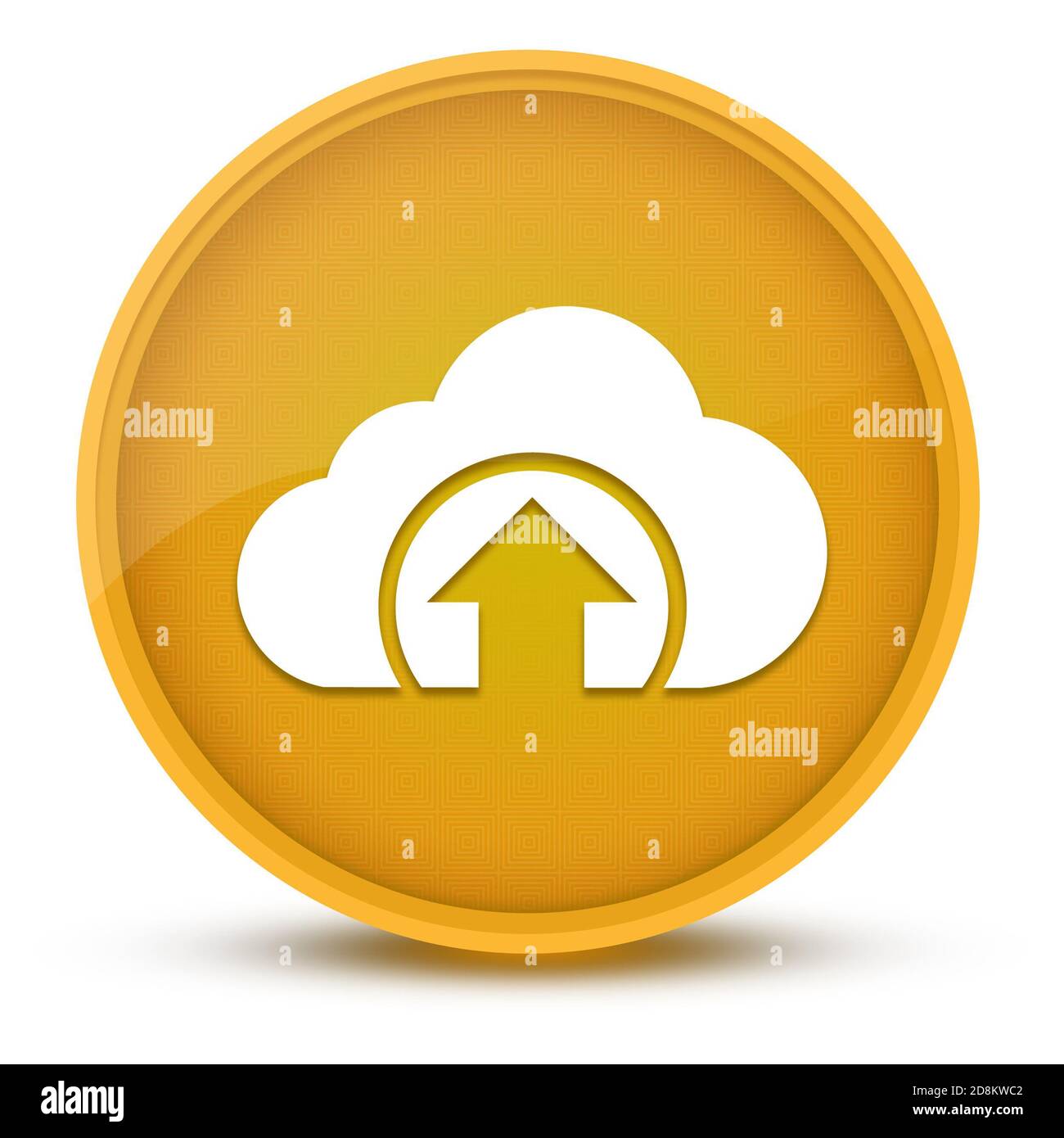 Cloud upload luxurious glossy yellow round button abstract illustration ...