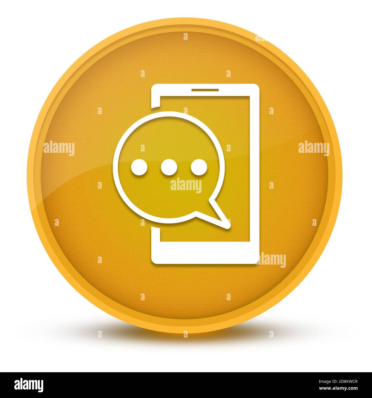 Text message phone luxurious glossy yellow round button abstract ...