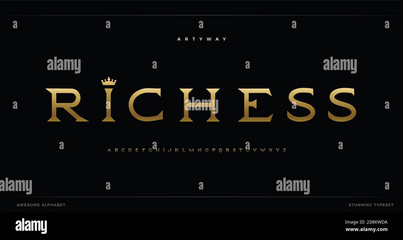 Royal alphabet. Serif vintage stunning font, minimalist type for retro ...