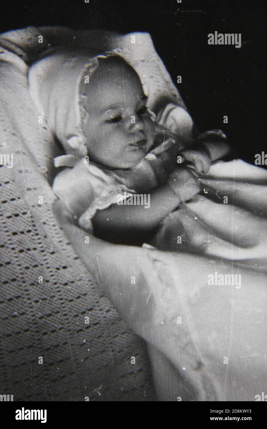 Fine 1970s vintage black and white photography of a cute baby Stock ...
