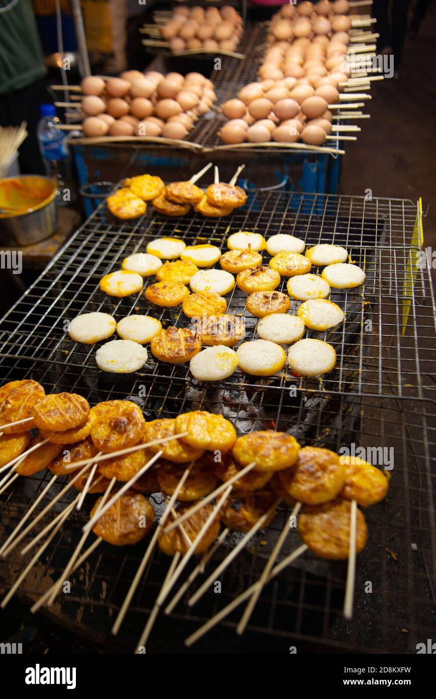 Grilled Sticky Rice with Egg that are sold in Thailand Stock Photo - Alamy