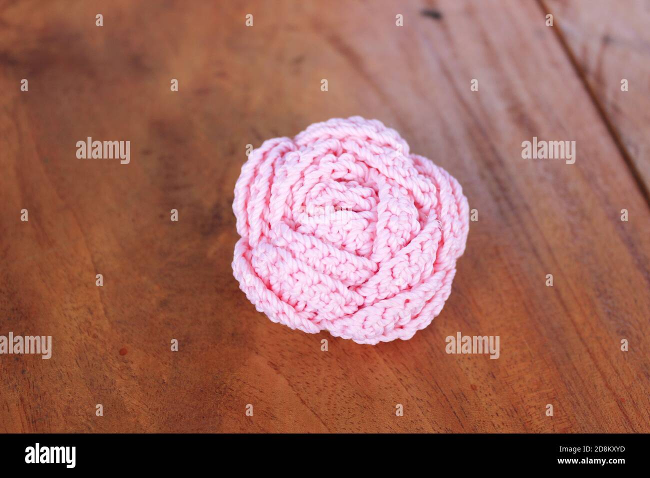 Pink Flower Knitting Brooch in Gazebo with Teak Wood Base Stock Photo ...