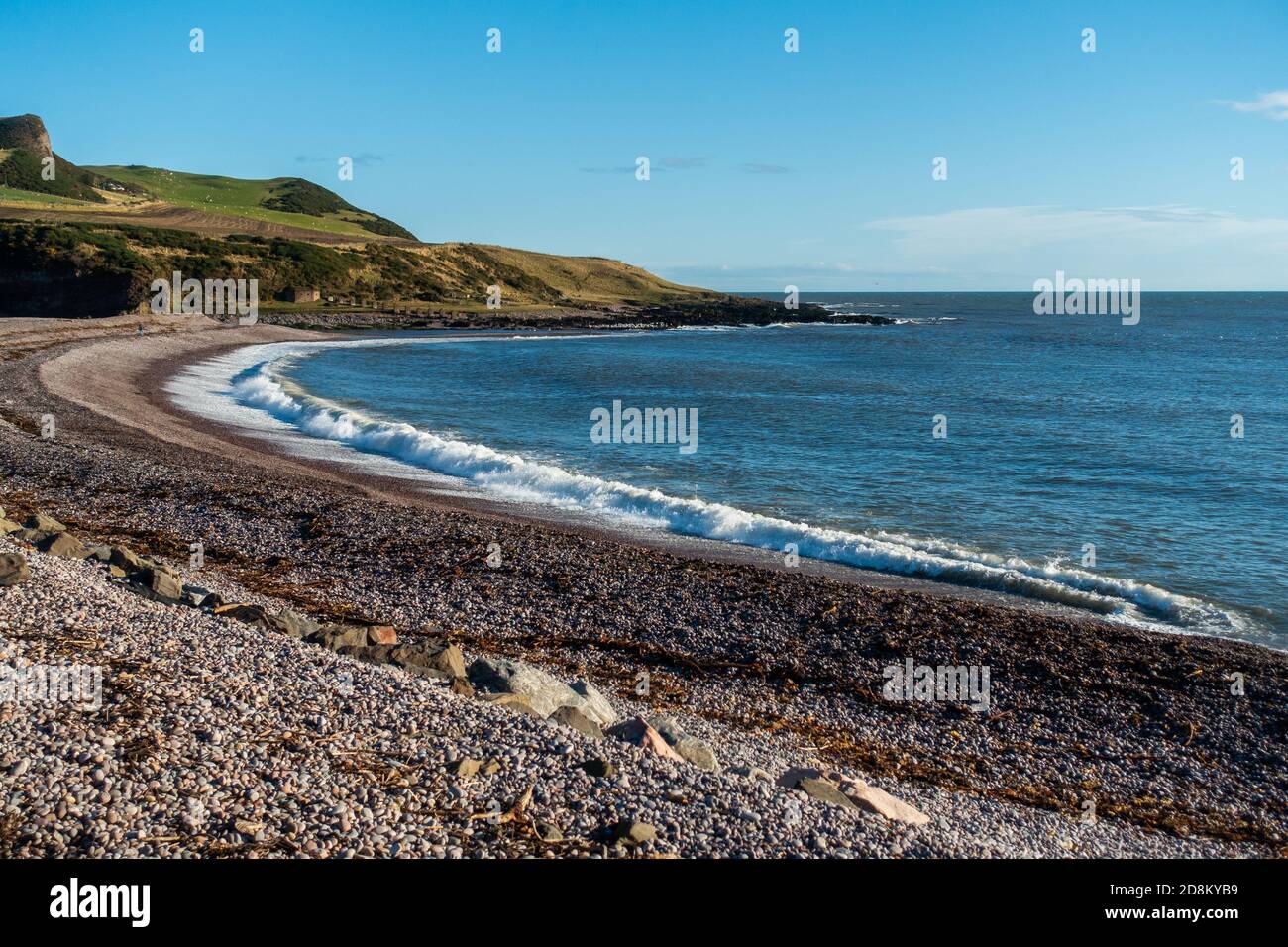 The shingle beach at the town of Inverbervie, Aberdeenshire, Scotland ...