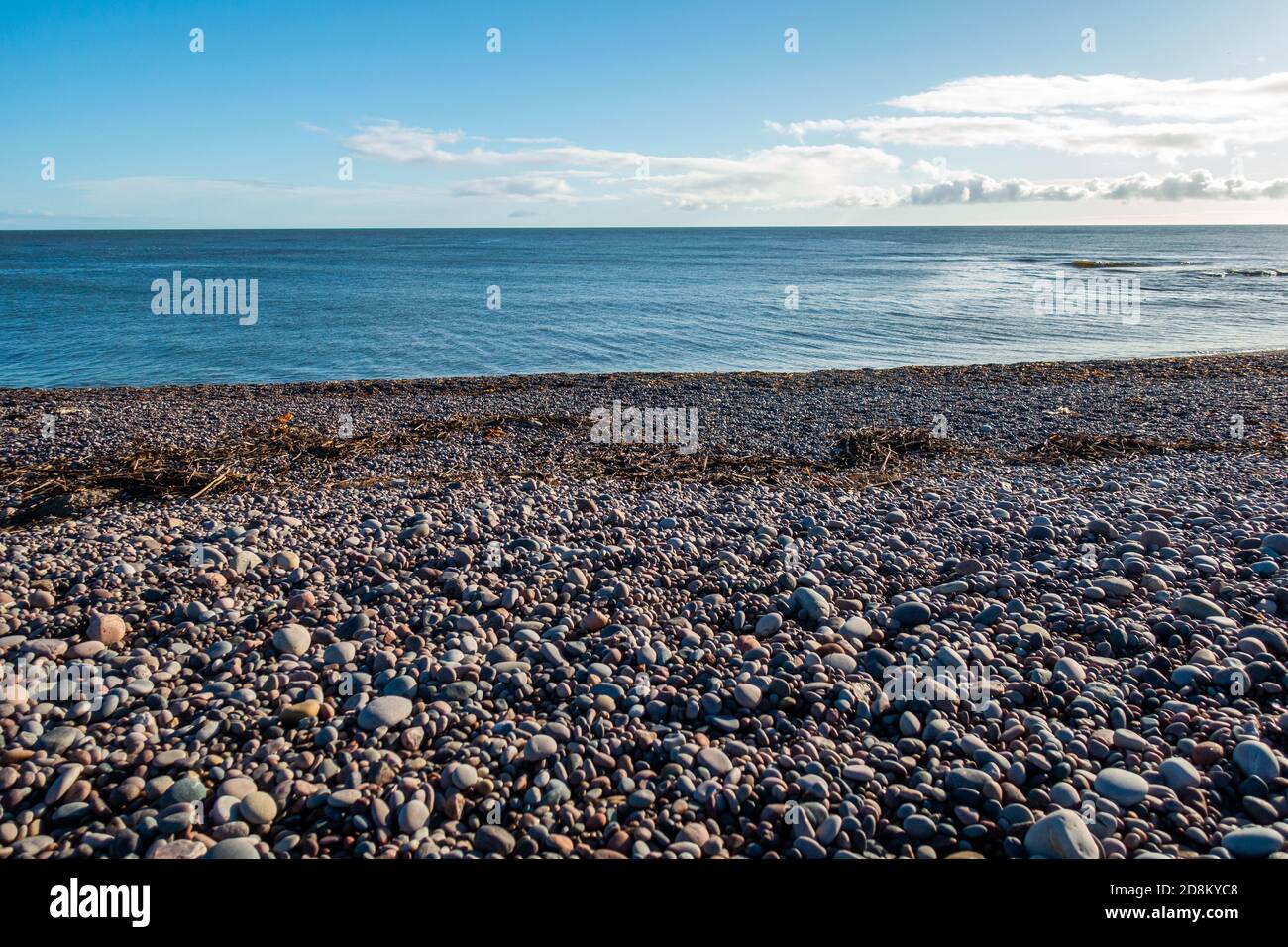 The shingle beach at the town of Inverbervie, Aberdeenshire, Scotland ...