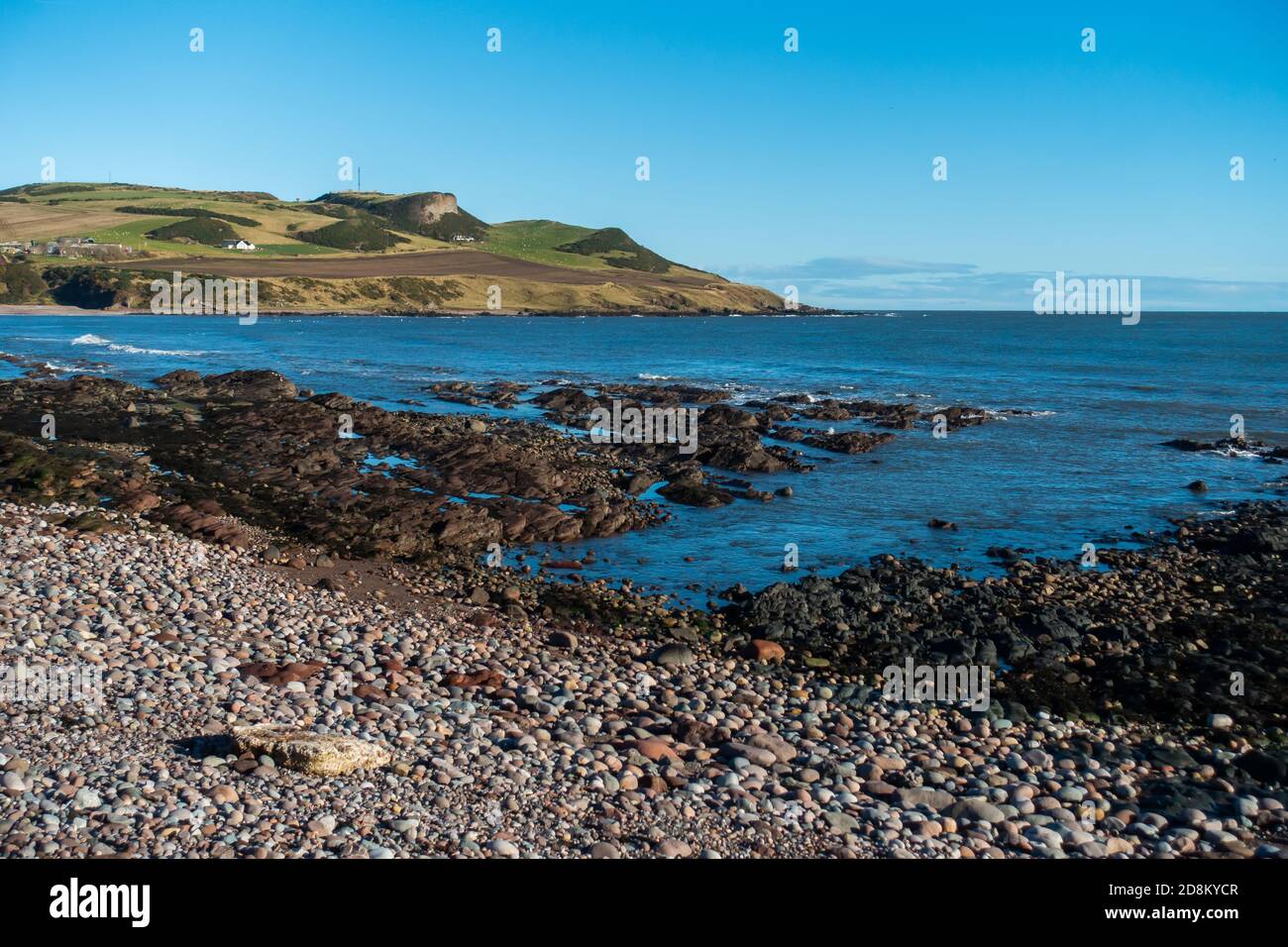The shingle beach at the town of Inverbervie, Aberdeenshire, Scotland ...