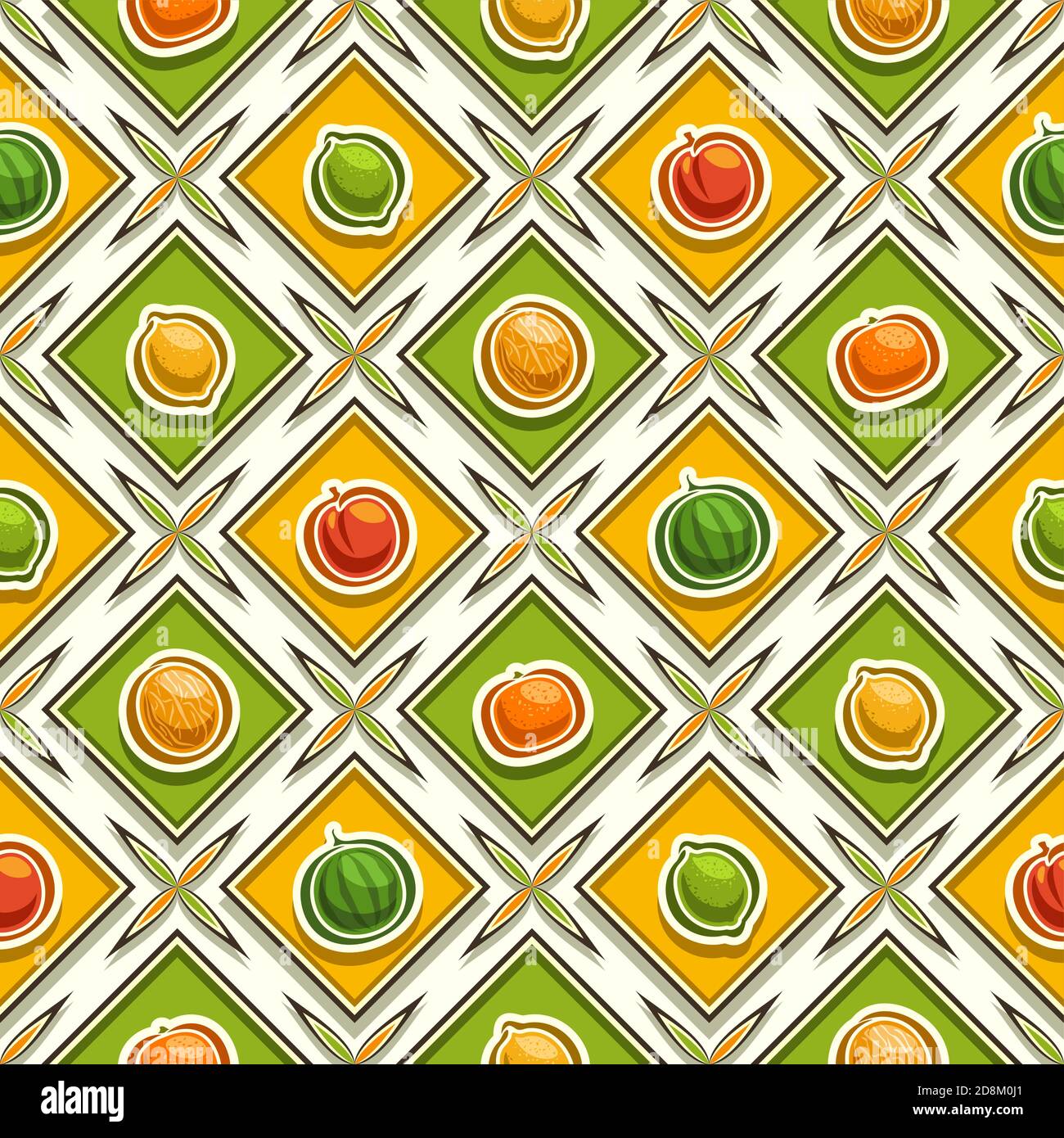 Vector Fruit Seamless Pattern, square repeating fruit background ...