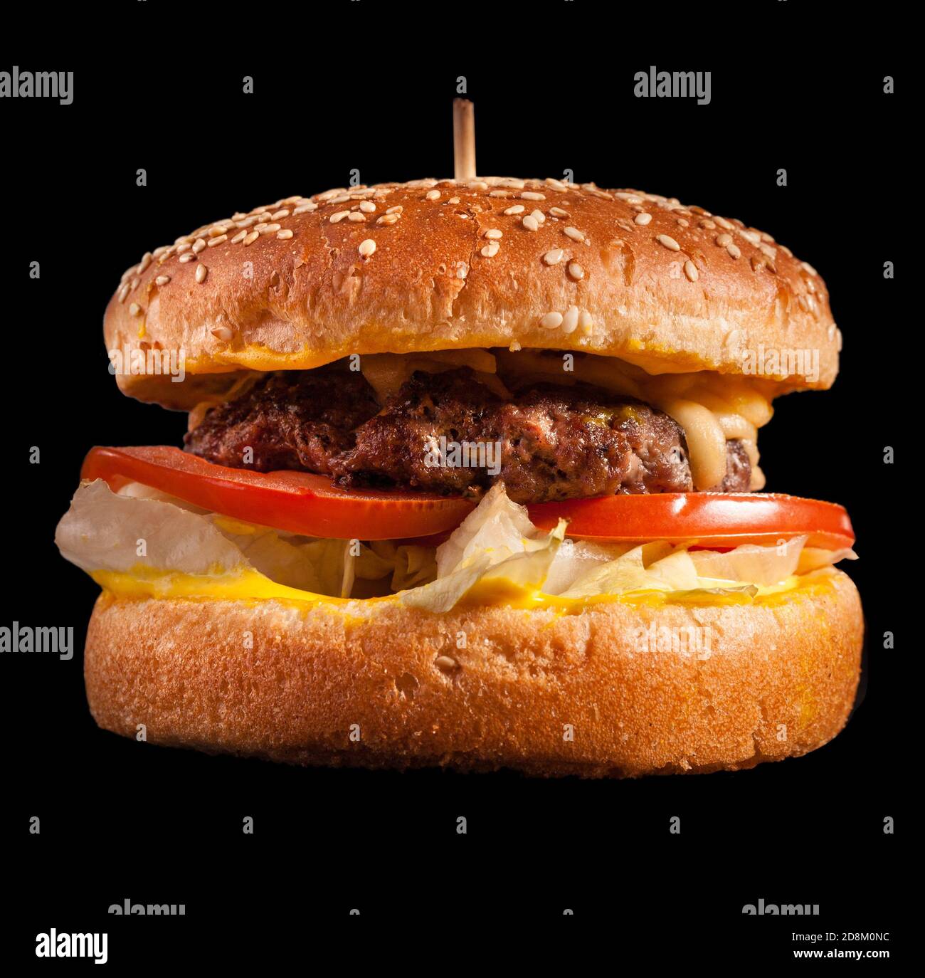 Burger isolated on black background Stock Photo - Alamy