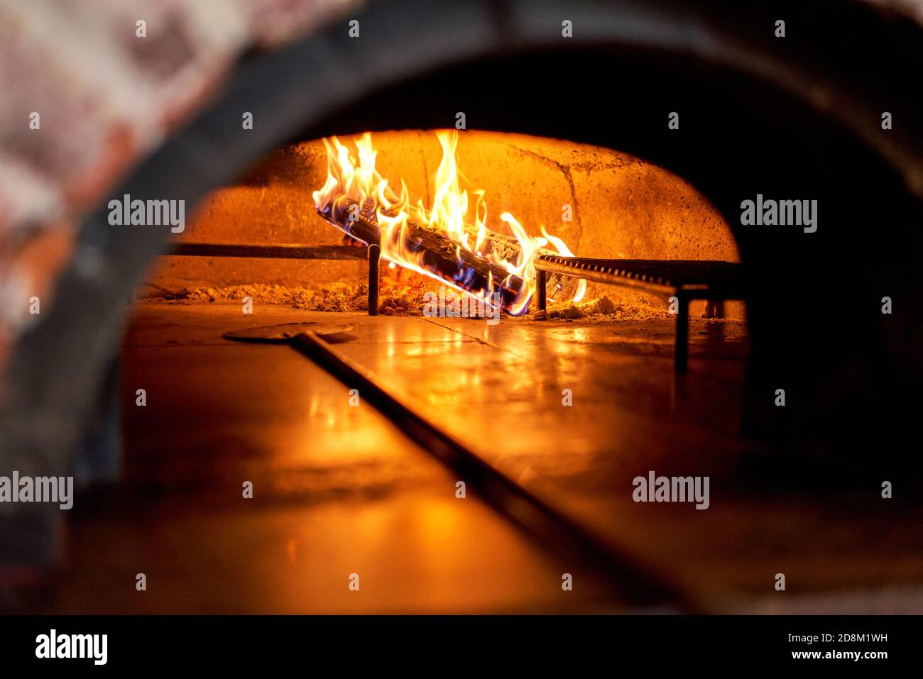 Traditional wood oven in Naples restaurant, Italy. Original neapolitan ...