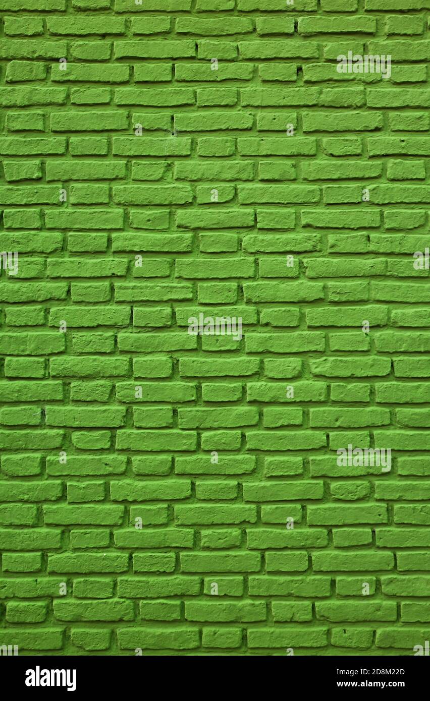 Vertical Image of Kelly Green Colored Old Brick Wall for Background and ...