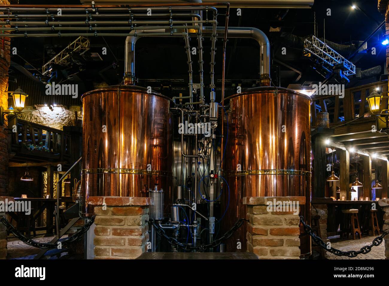 Craft beer production line in private microbrewery Stock Photo - Alamy