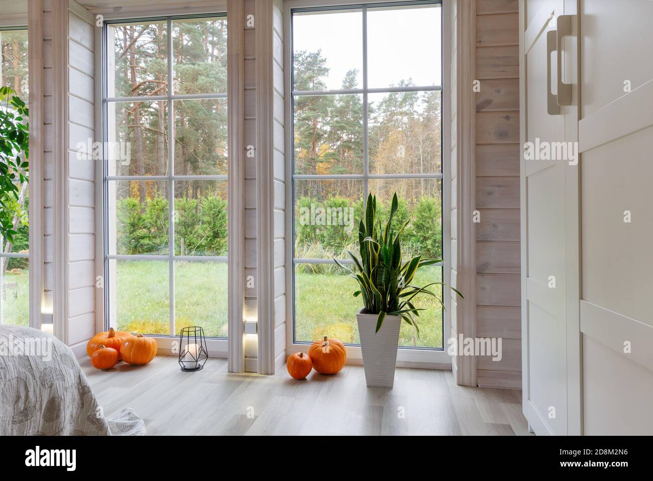 Bright photo studio interior with big window, high ceiling, white ...