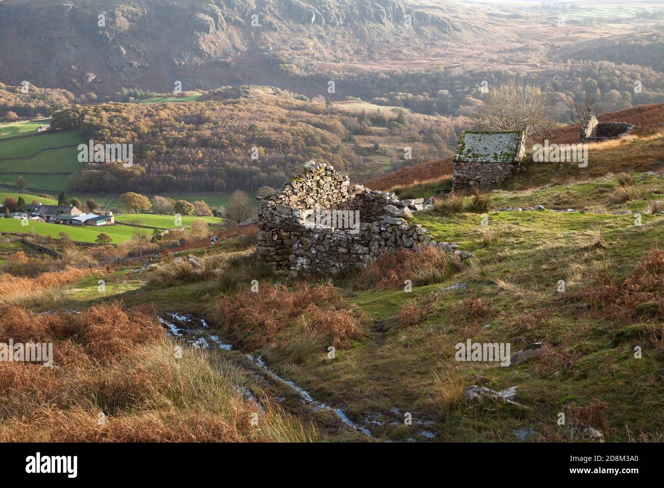 Peat houses on Boot Bank, Eskdale, in the English Lake District Stock ...