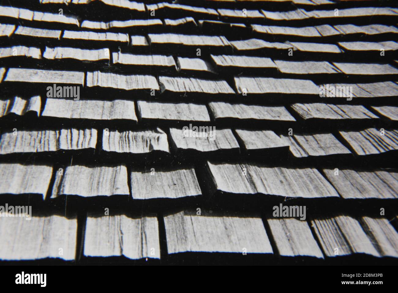 Fine 1970s vintage black and white photography of a the wooden roof of ...