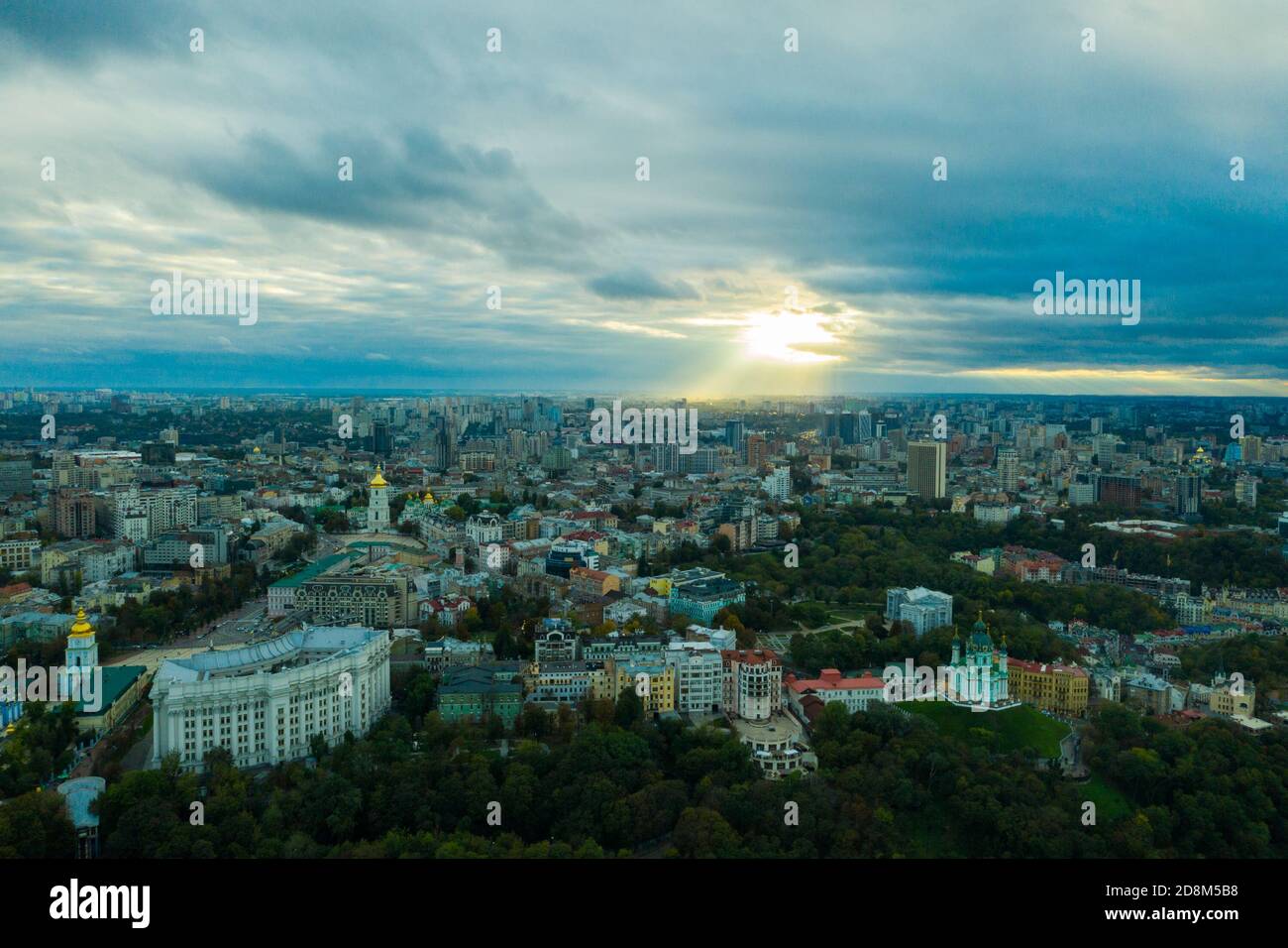 Aerial view on districts of Kyiv the largest city and capital of ...