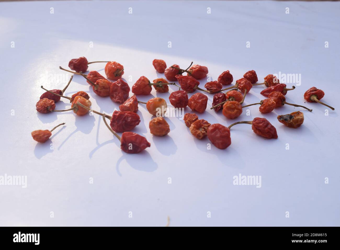 Dry chilli closeup photo on white background Stock Photo - Alamy