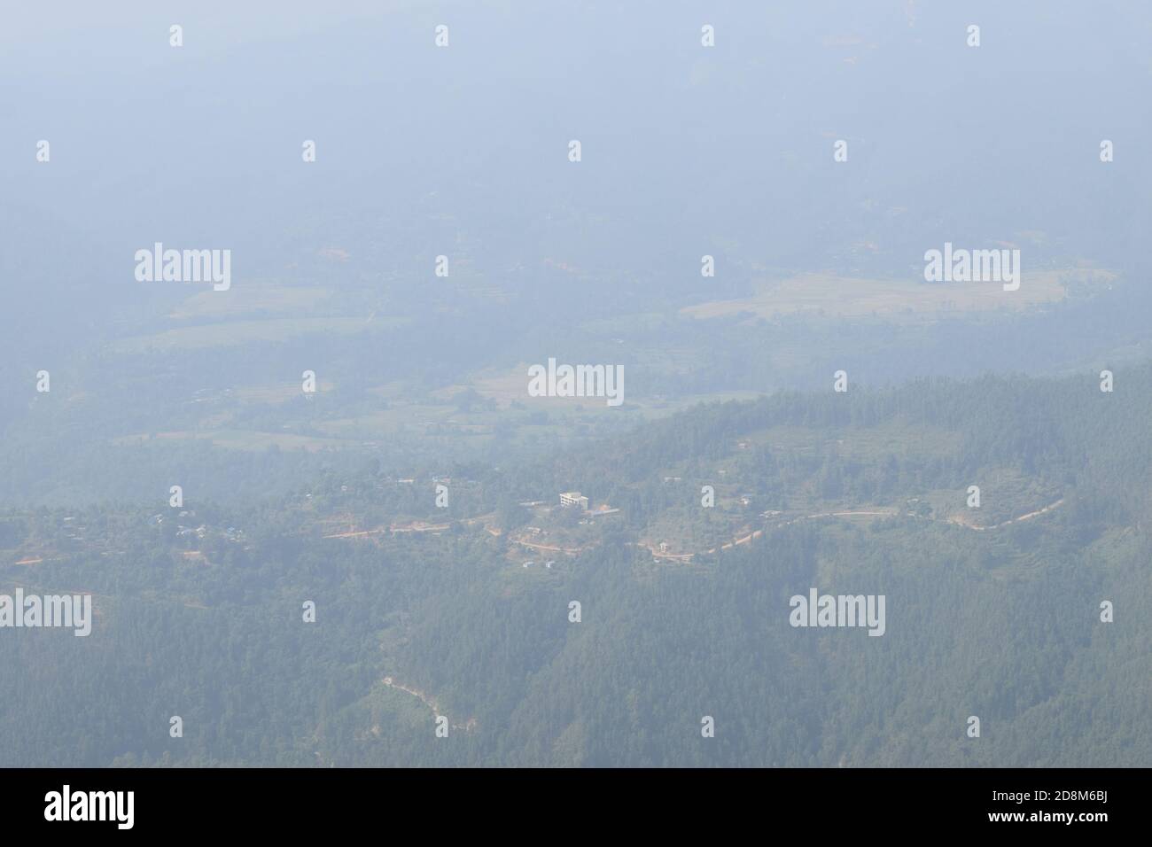 Rural village landscape photo of Nepal, Rural road track of Nepal. This ...