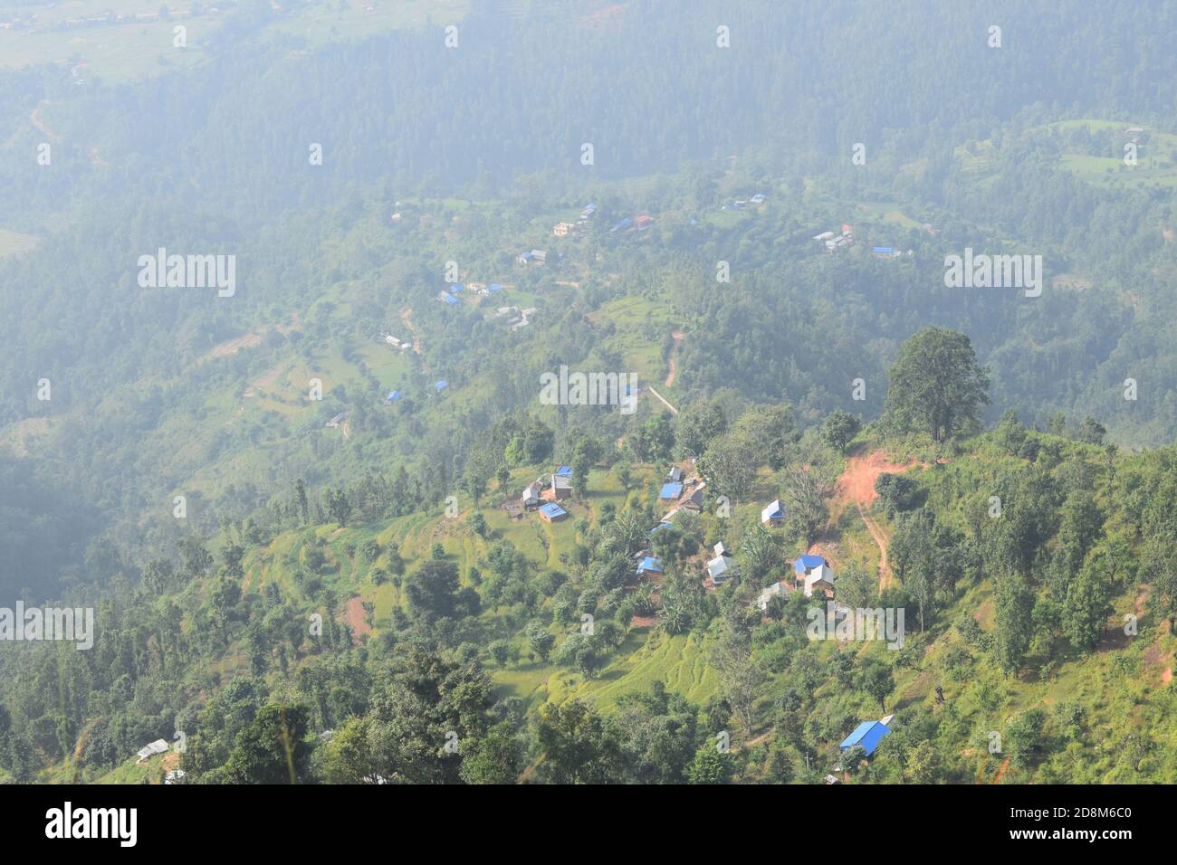 Rural village landscape photo of Nepal, Rural road track of Nepal. This ...