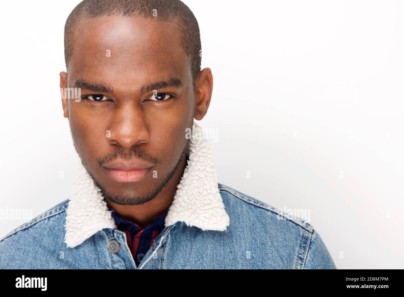 Close up portrait of cool young african american male fashion model ...