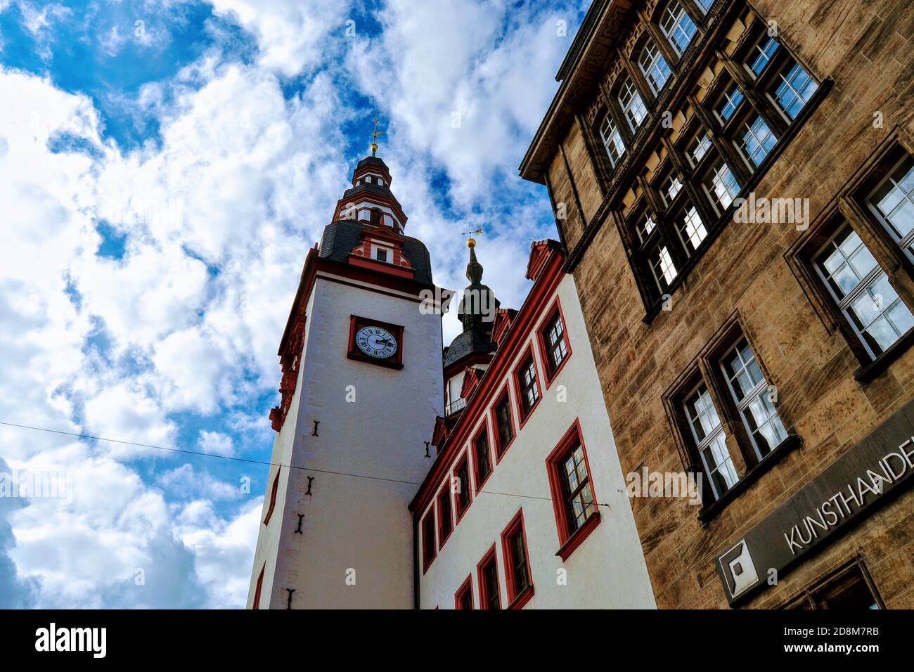 Chemnitz town hall during overcast weather. Chemnitz Rathaus (Town hall ...