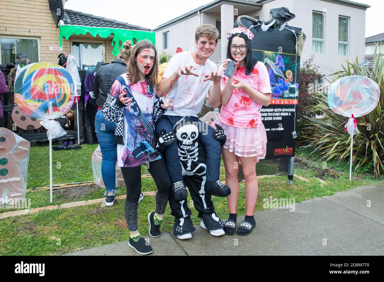 Canberra, Australia. 31st Oct, 2020. People wearing costumes celebrate ...