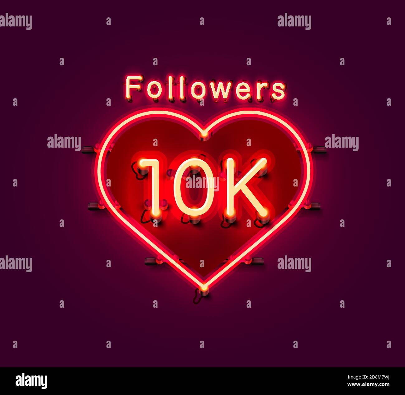 Thank you followers peoples, 10k online social group, neon happy banner ...