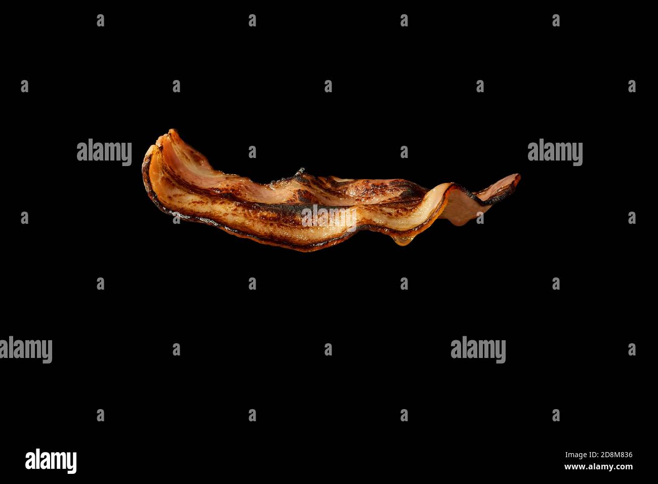 Fried bacon slice isolated on white background. Ingredient Stock Photo ...