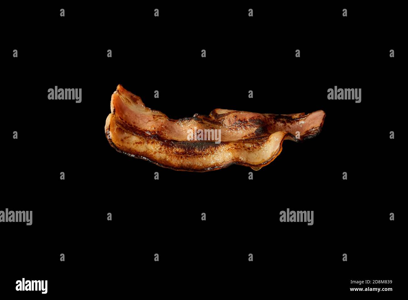 Fried bacon slice isolated on white background. Ingredient Stock Photo ...