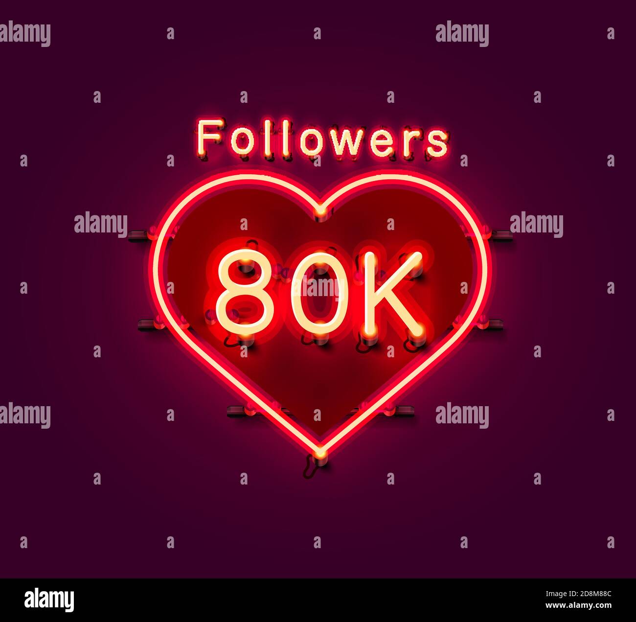 Thank you followers peoples, 80k online social group, neon happy banner ...