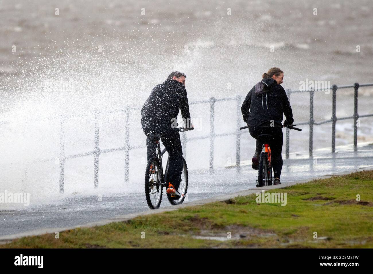 Rough storm seas in Crosby, Merseyside. UK Weather. October, 2020. Two ...