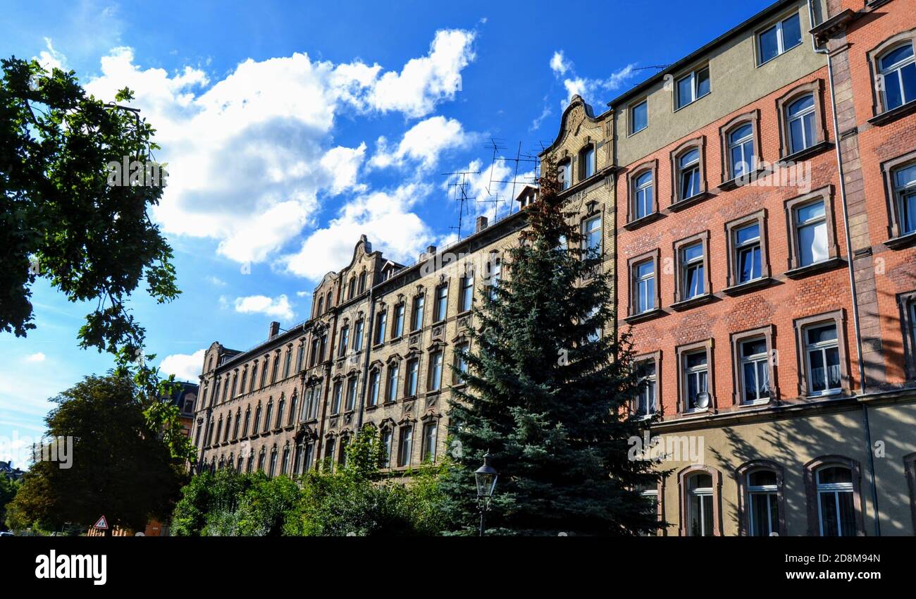 Street views in Chemnitz, Germany. Old style colorful buildings and ...