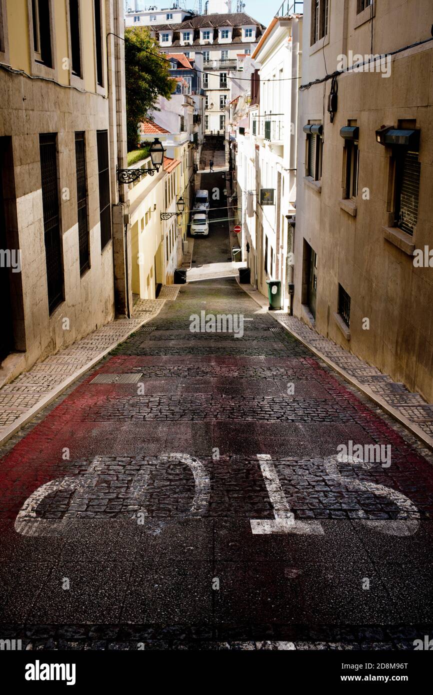 Stop sign written on the road hi-res stock photography and images - Alamy