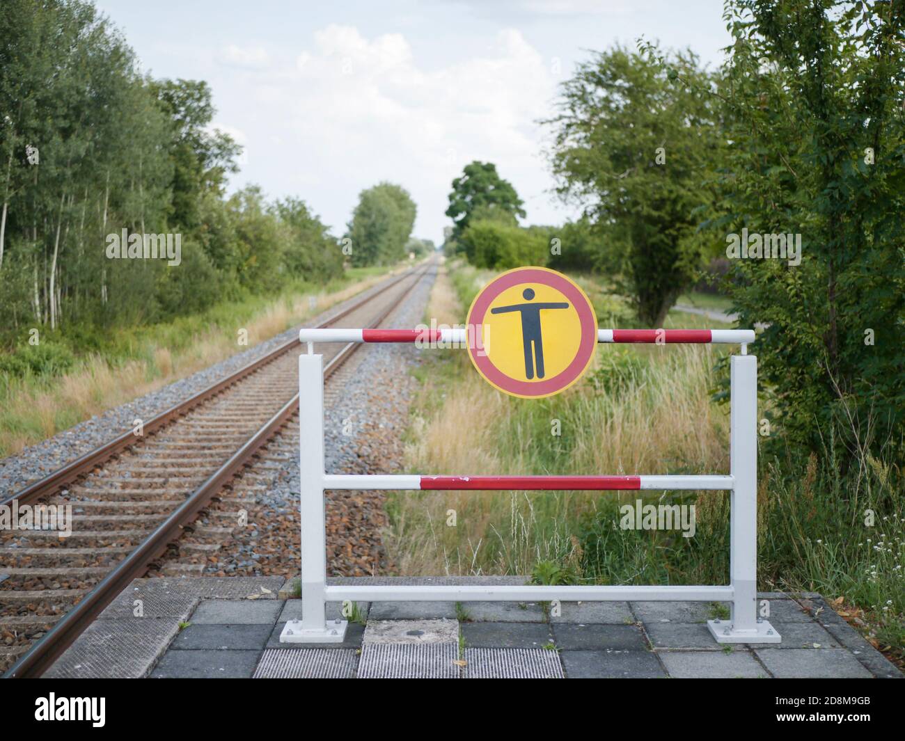 train station or bahnhof with no entry sign Stock Photo - Alamy