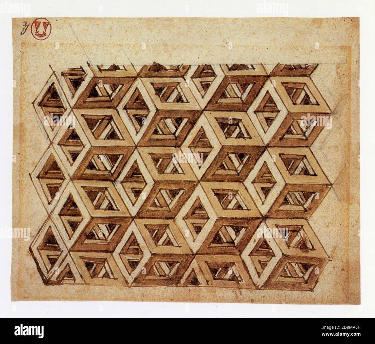 Leonardo da Vinci. Decorative design of hollow boxes . 1492. Pen and ...