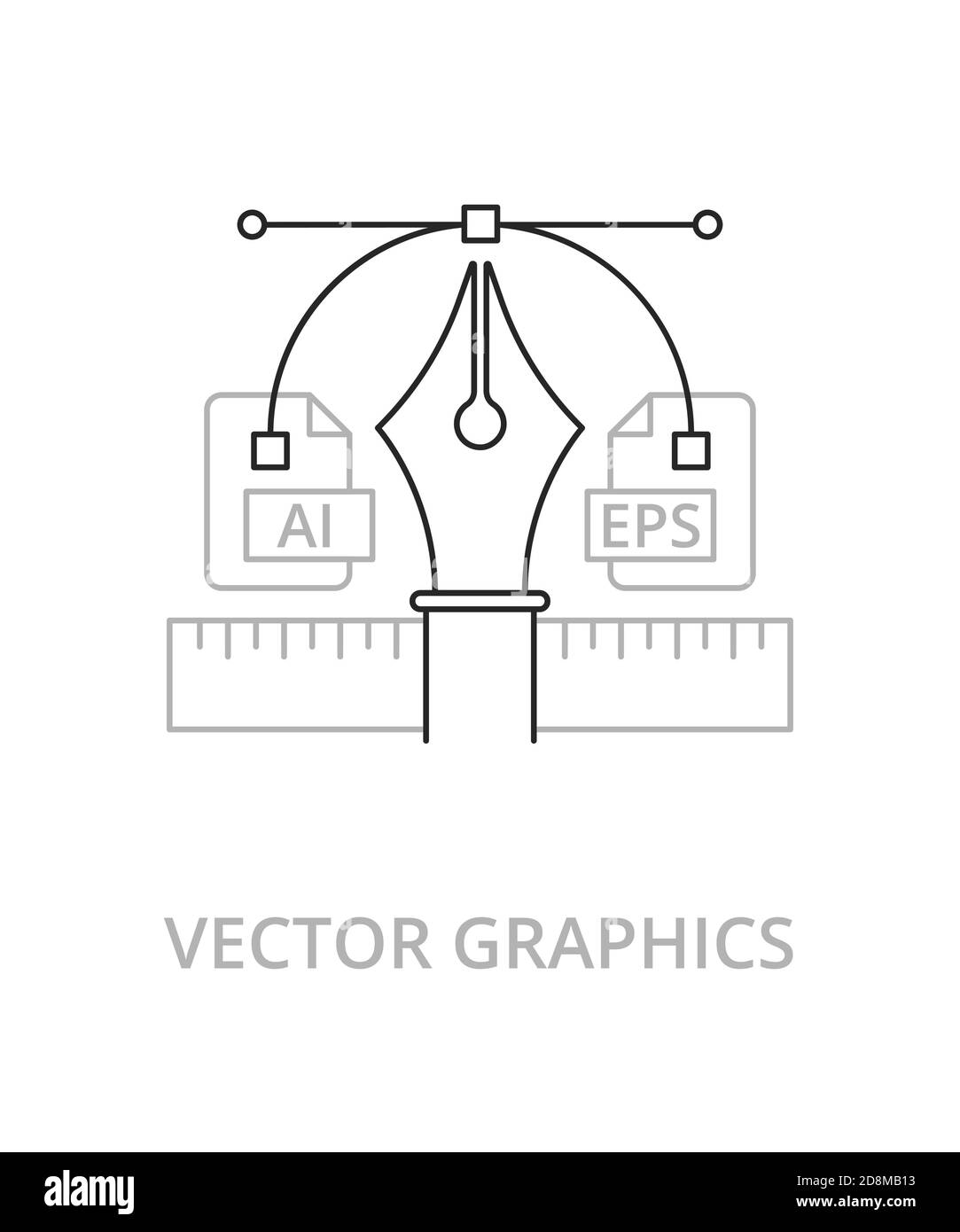 Vector bezier curve icon illustration with ruler and ai and eps files ...