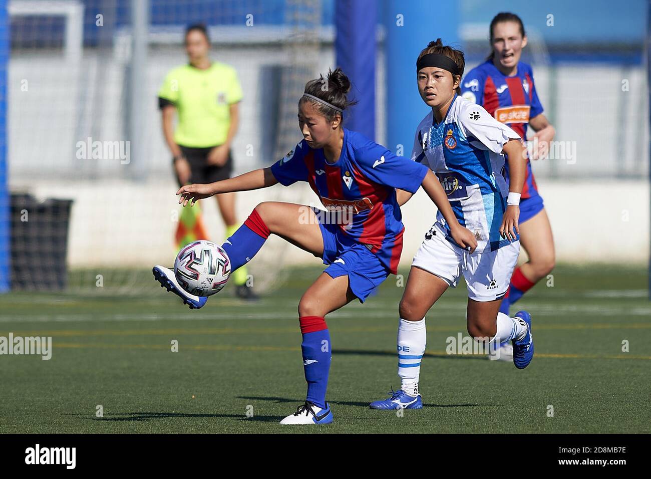 Honoka Yonei of SD Eibar in action with Maya Yamamoto of RCD Espanyol ...