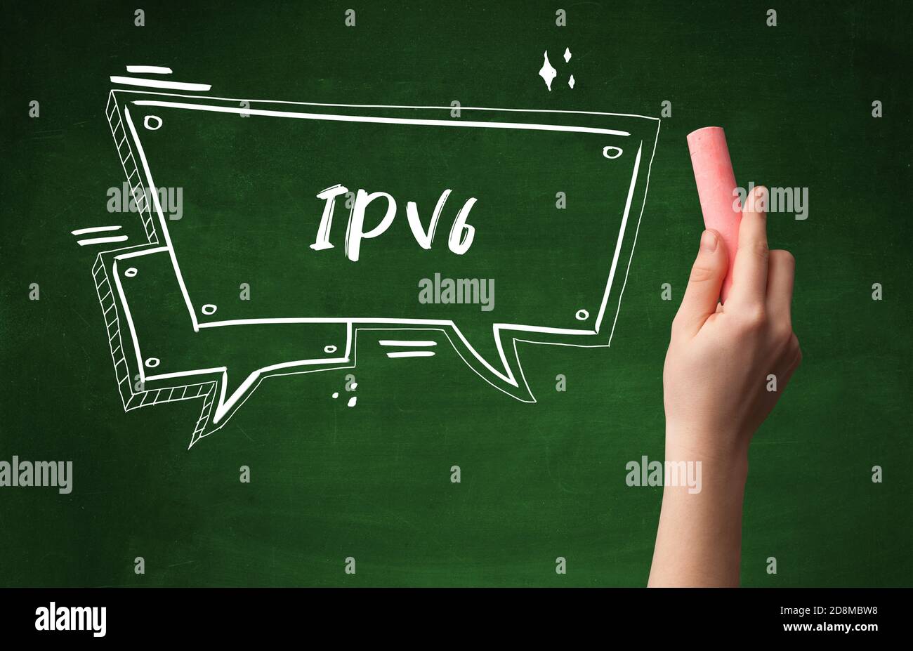 Hand drawing IPV6 abbreviation with white chalk on blackboard Stock Photo - Alamy