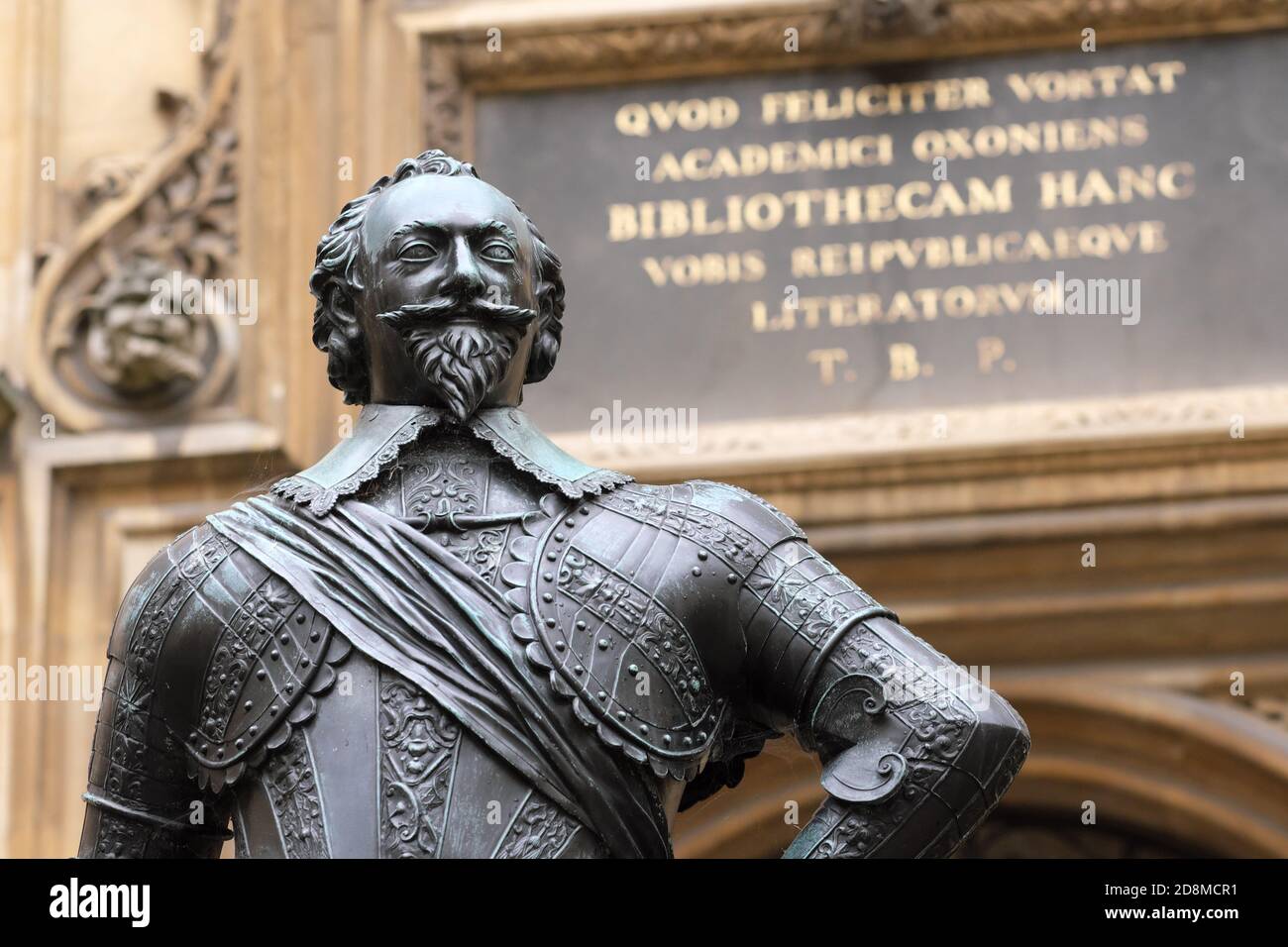 Bodleian Library Oxford UK - bronze statue of William Herbert, 3rd Earl ...