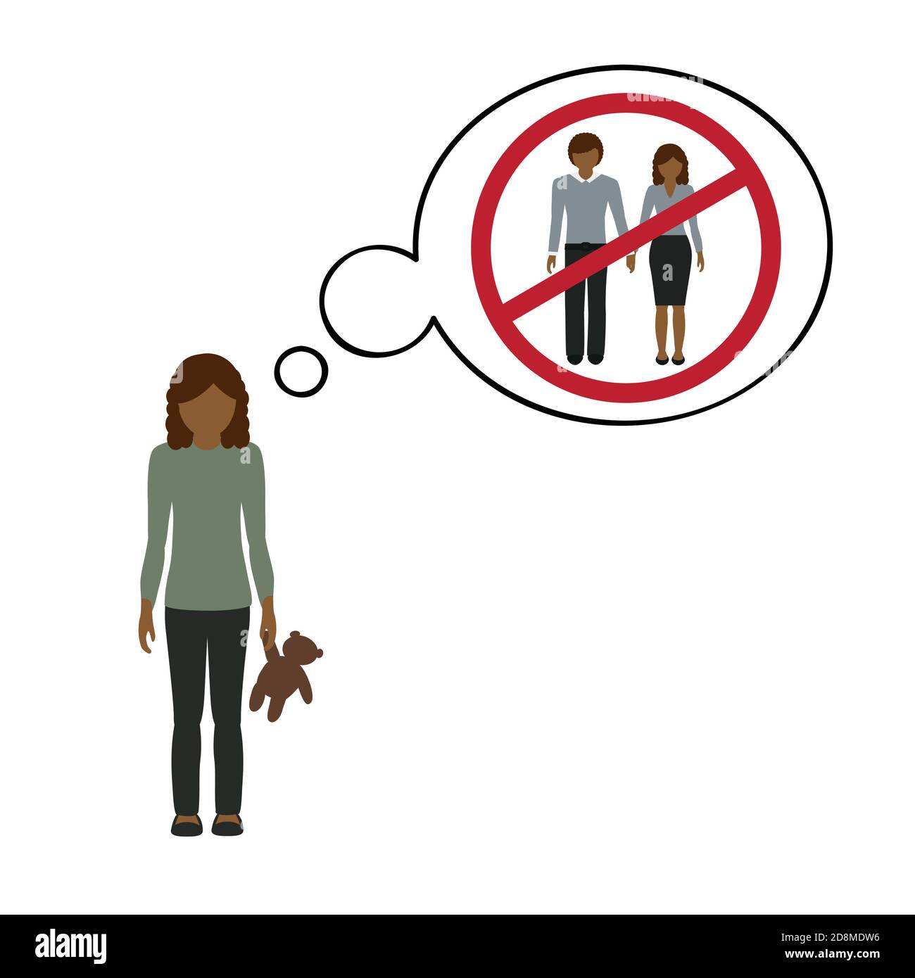 orphan girl is thinking about her family vector illustration EPS10 ...