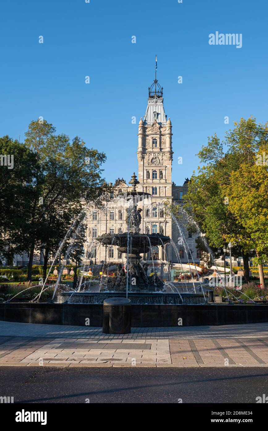 The Tourny fountain in front of the Quebec parliament, Quebec city ...