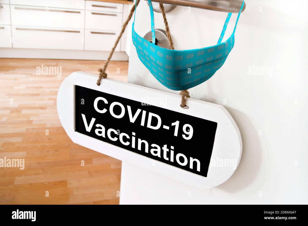 Covid 19 Vaccination Room Sign with Door and Mask Stock Photo - Alamy