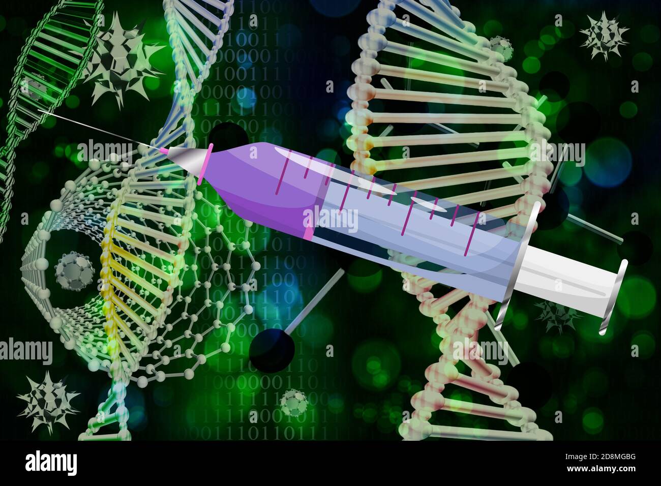 DNA Molecular Background with Corona virus and Vaccination Injection ...