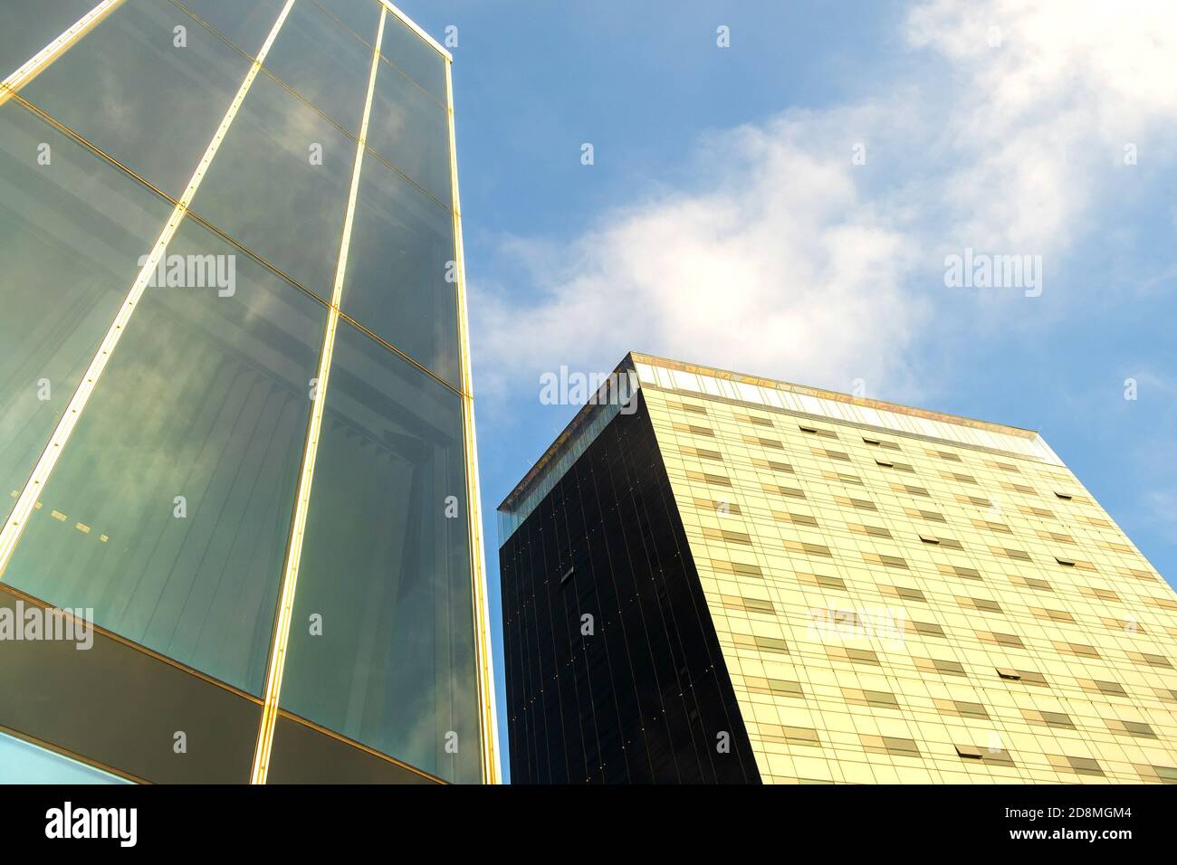 Perspective view of modern high-rise glass skyscraper building Stock ...
