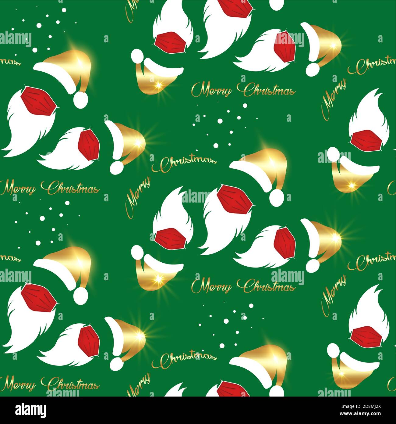 Santa Claus wears surgical mask with gold hat and white beard ...