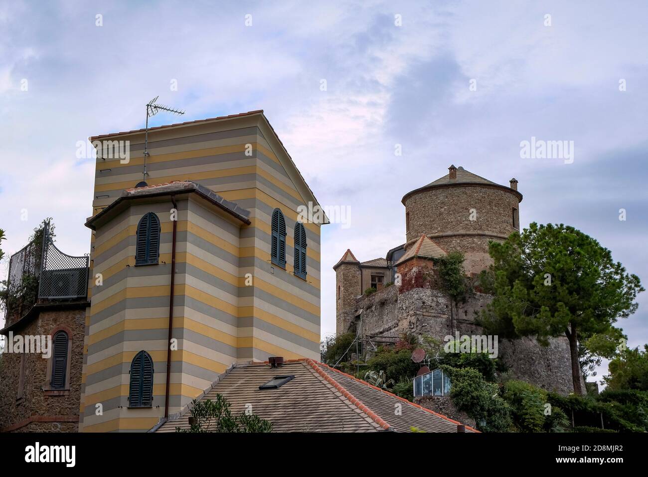 Brown Castle in Portofino, Italy Stock Photo - Alamy