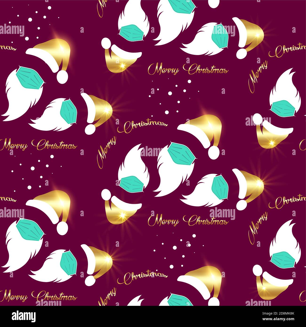 Santa Claus wears surgical mask with gold hat and white beard ...