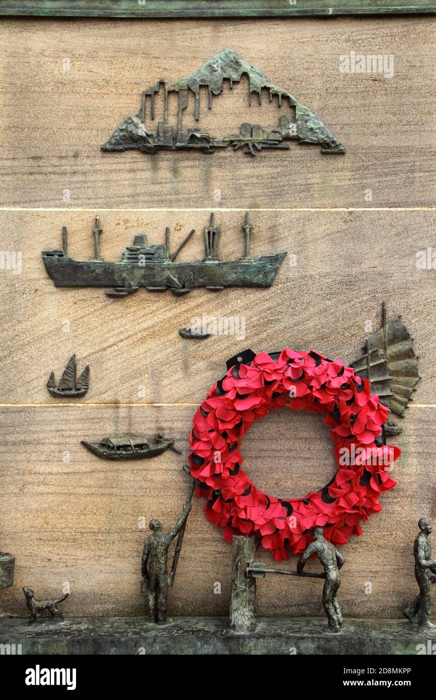 Detail of the Scottish Merchant Navy Memorial, Leith, Scotland Stock ...