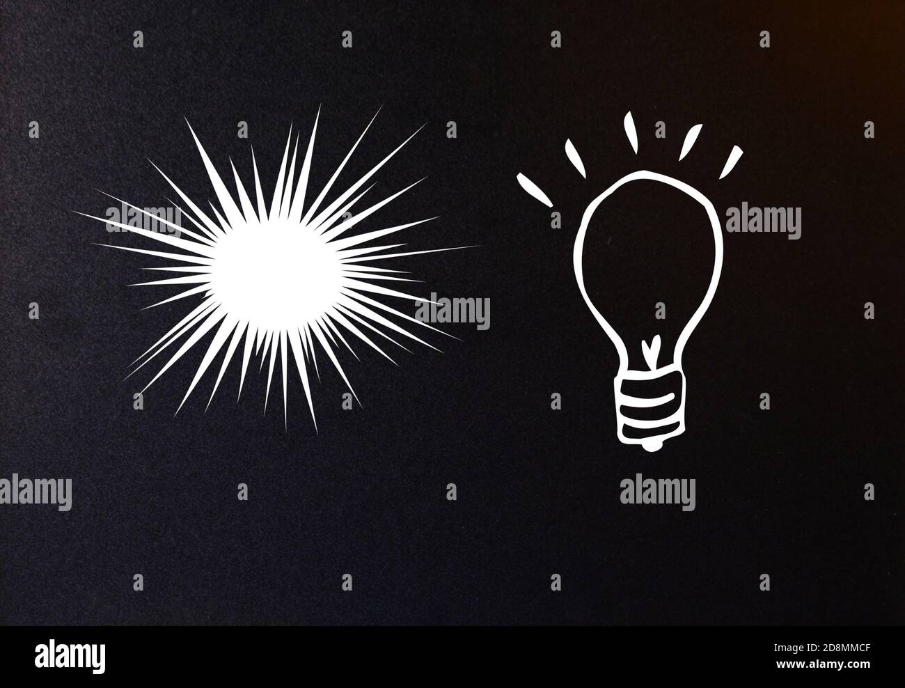 Graphic Images to Describe Bright Idea against chalkboard background ...