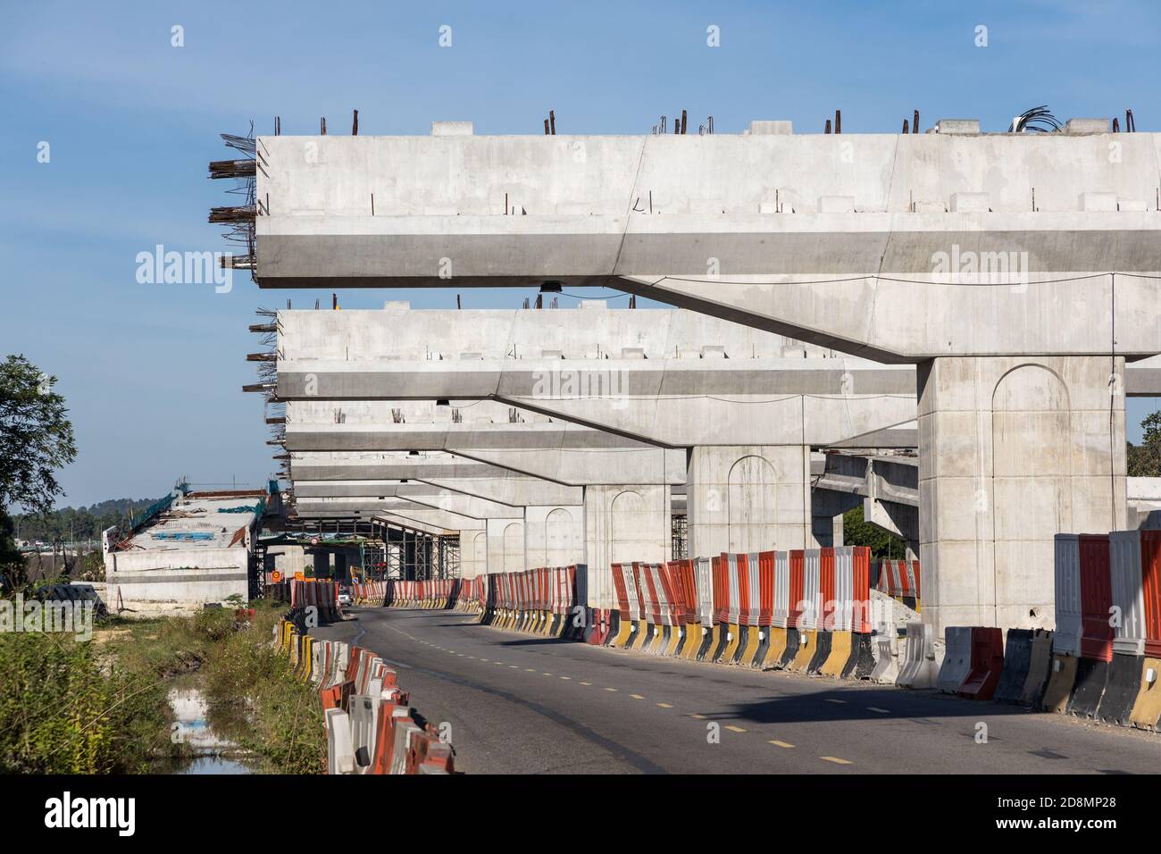 Construction of highway overpass bridge and rail transit infrastructure ...