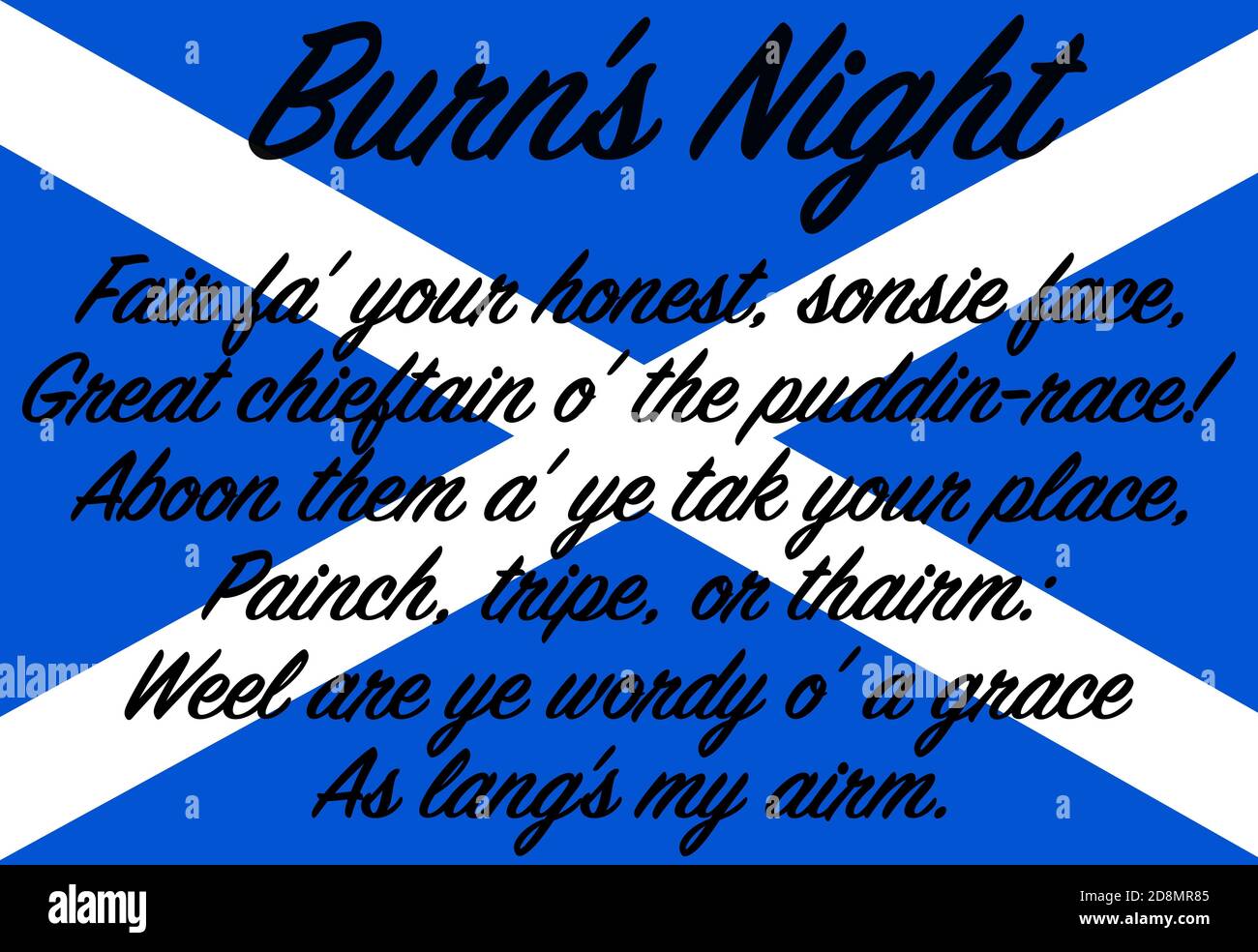 Illustration and poem to celebrate Burn's Night against Scotland Flag ...