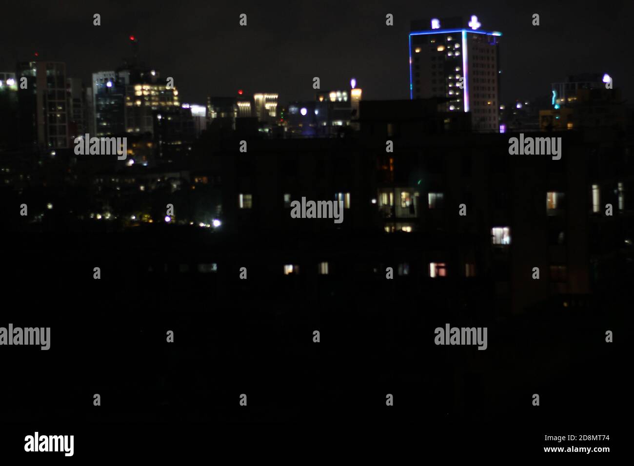 The beautiful and neon night view of the city Stock Photo - Alamy